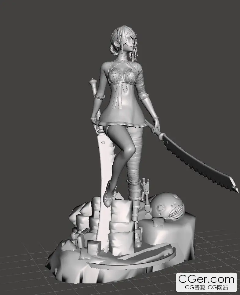 免费角色与怪物STL下载 - Kaine Nier Replicant《尼尔人工生命》凯妮 - 发丝er