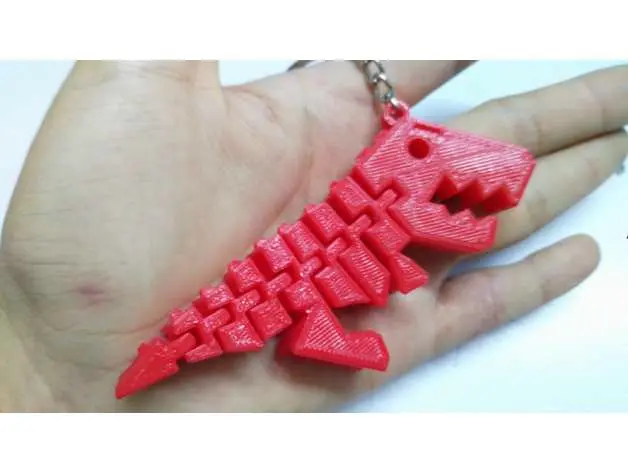 免费其他STL下载 - flexi可动小恐龙钥匙扣 Flexi_Rex_with_hole_for_keychain - FDM-金刀