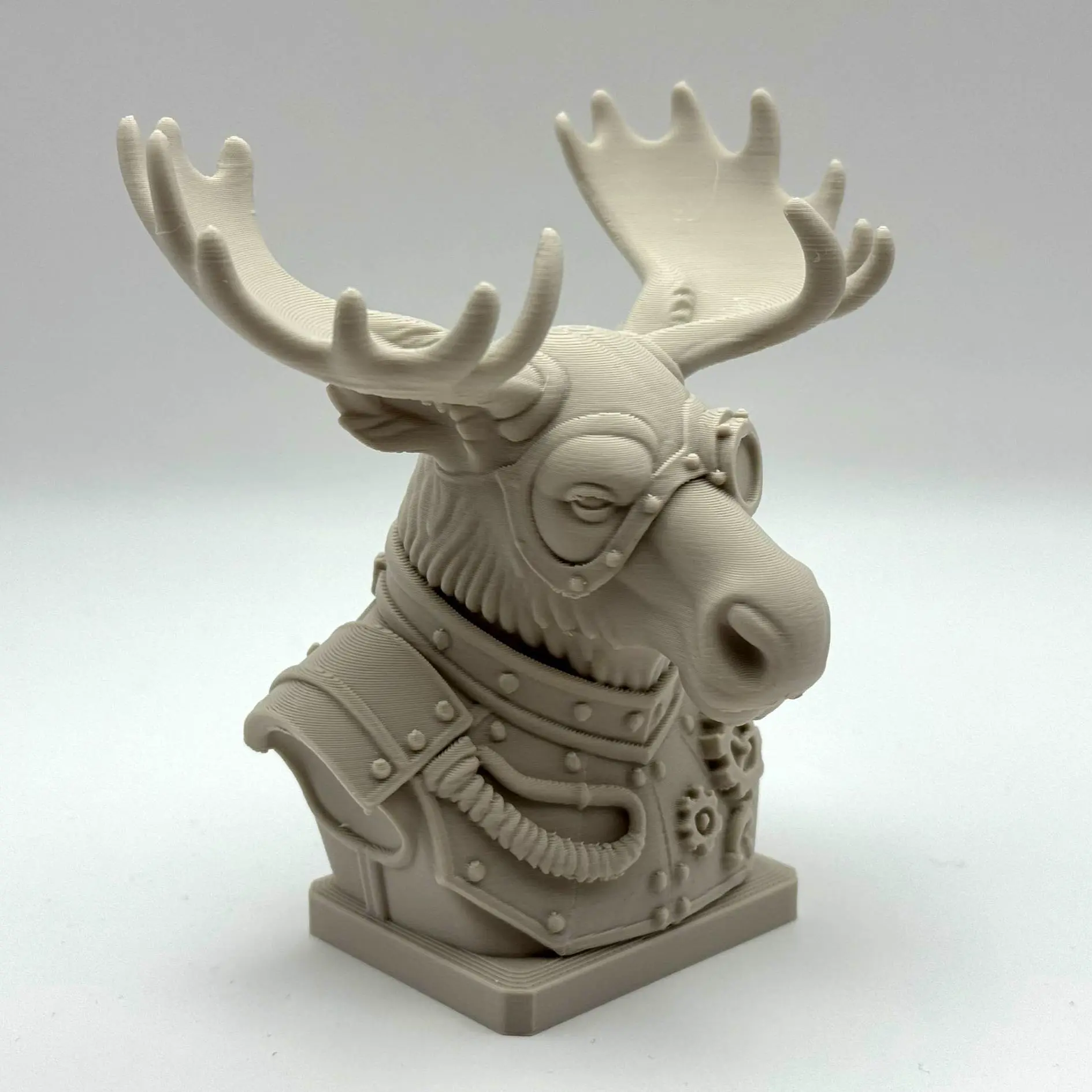 免费雕塑与艺术品STL下载 - Steampunk Moose Bust - Stigern