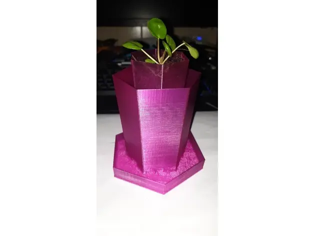 免费其他STL下载 - 六边形带底座花瓶 hex_pot_with_base_and_upsize_vase_pot_with_integra ...