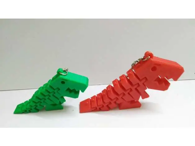免费其他STL下载 - flexi可动小恐龙钥匙扣 Flexi_Rex_with_hole_for_keychain - FDM-金刀
