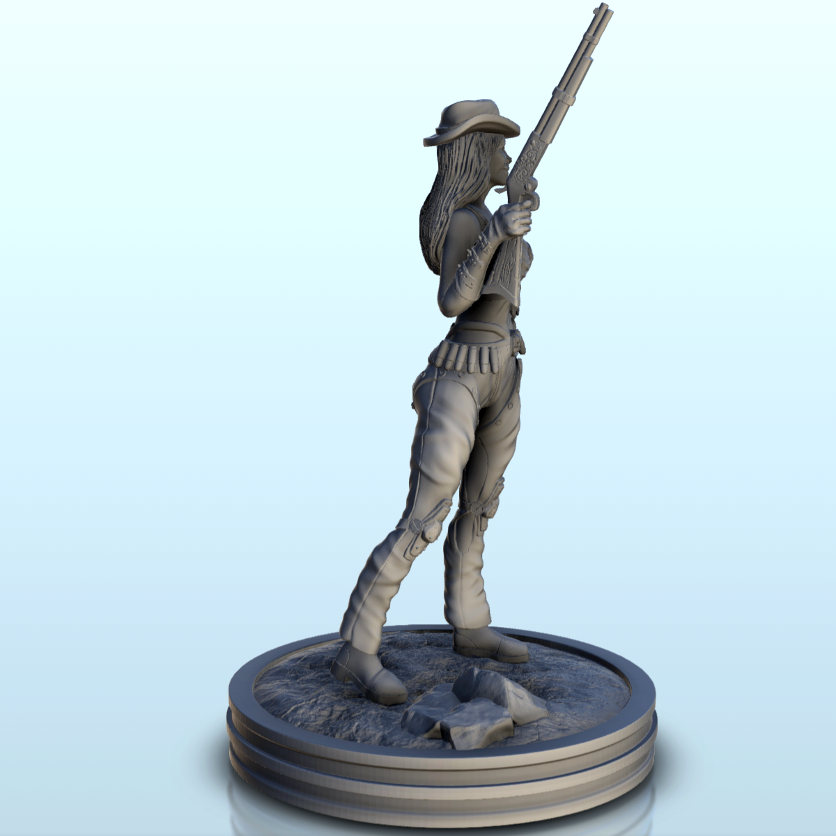 Cowgirl with rifle and gun (16) - Old West Figure miniature | 3D模型下载 | 创想云