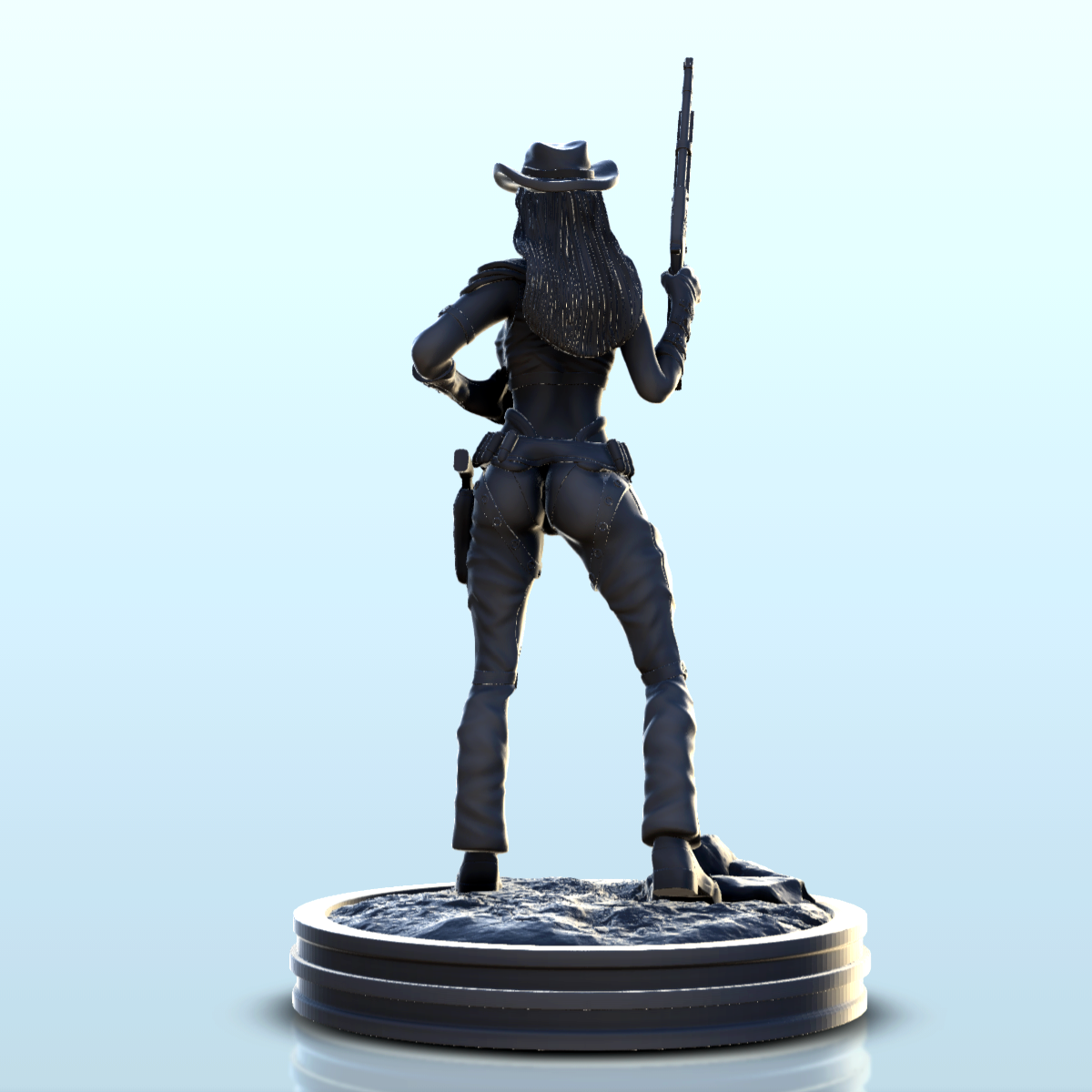 Cowgirl with rifle and gun (16) - Old West Figure miniature | 3D模型下载 | 创想云